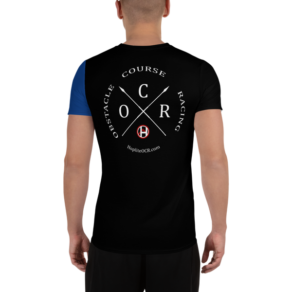 Obstacle Course Racing Tech T-shirt, blue sleeve – Hoplite Outfitters
